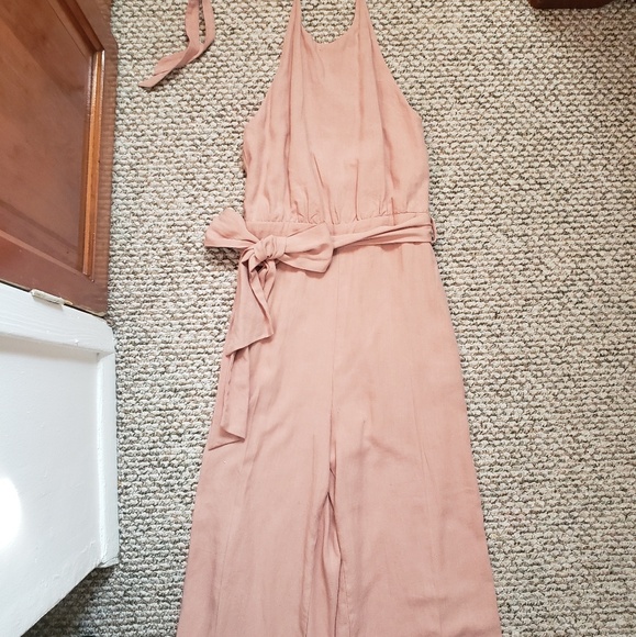 Zara | Pants & Jumpsuits | Zara Powder Pink Halter Jumpsuit | Poshmark